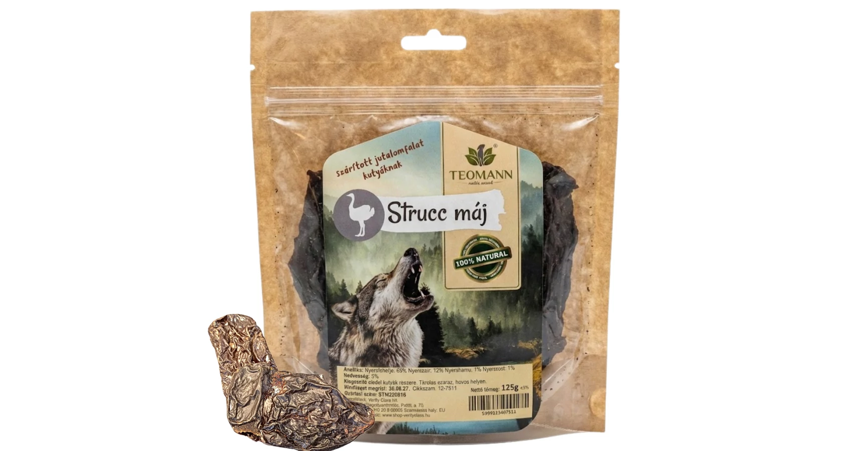 Teomann Szárított Strucc Máj, 125 g (Strucc) 2.890 Ft-ért